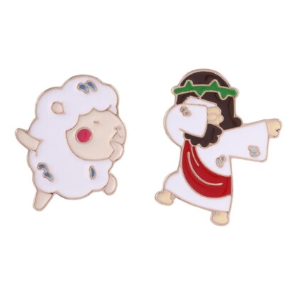 Jesuses Messiah Enamel Lapel Brooch Pin Cartoon Sheep Enamel Pins Lapel ...