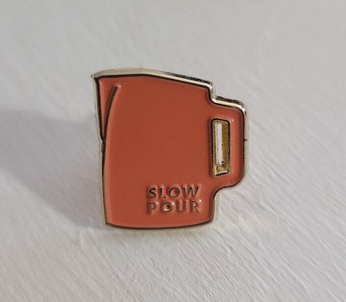 Slow Pour Coffee Pitcher Lapel Pin Tie Tack - Gold & Salmon Barista ...