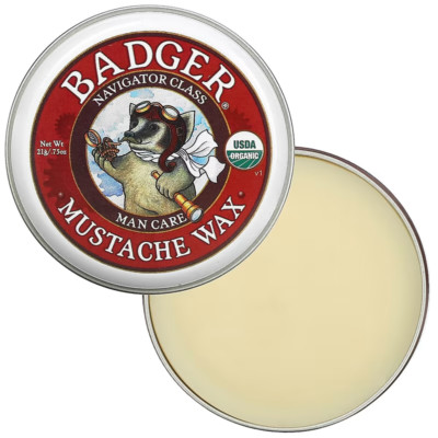 ORGANIC MUSTACHE WAX BADGER 100% CERTIFIED ORGANIC BEARD NATURAL OIL ...