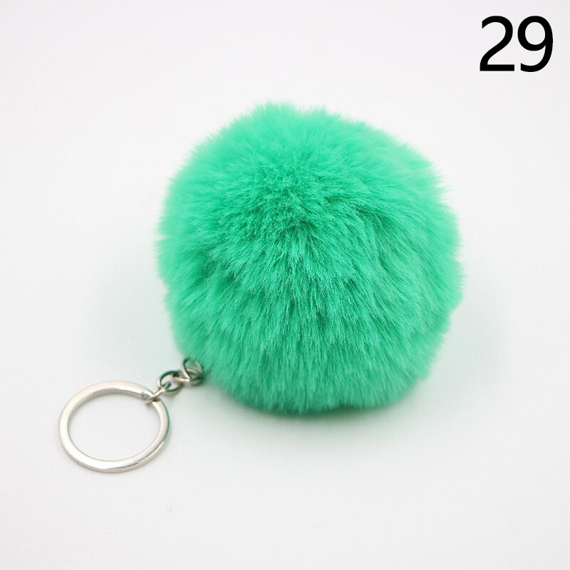 Soft Fur Fluffy Ball Keychain PomPom Key Chains Keyring Charms Handbag ...