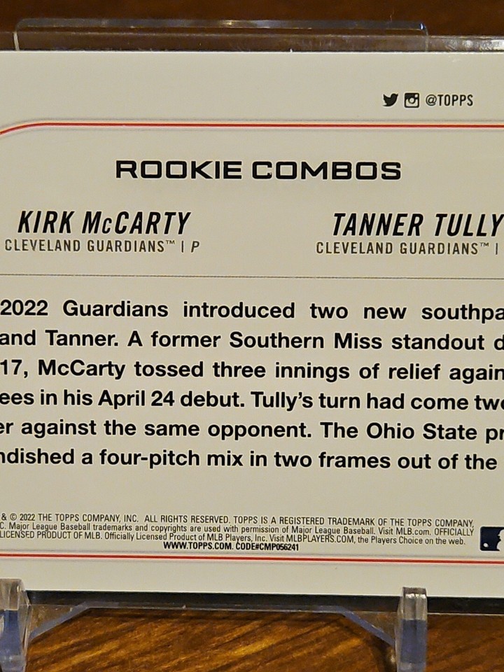 2022 Topps Update Gold Foil #US78 Kirk McCarty Tanner Tully Rookie ...