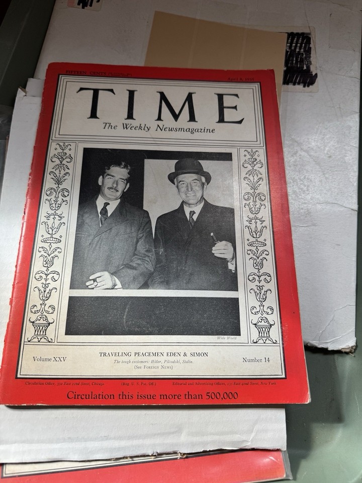 MAGAZINE TIME Anthony Eden Sir John Simon APRIL 8 1935 | eBay