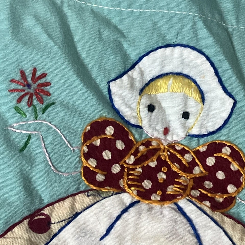 2 Vintage Half Aprons Handmade Embroidered Mid Century Cottage Core ...