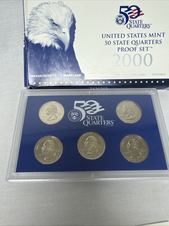 2000 -S United States Mint 50 State Quarters Proof Set 5 Coins With COA ...