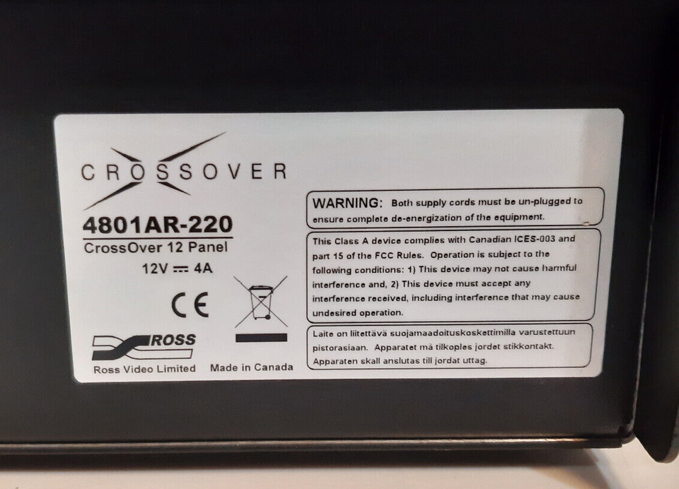 Ross CrossOver 12 Production HD Switcher 4801AR-220 - Power Tested | eBay