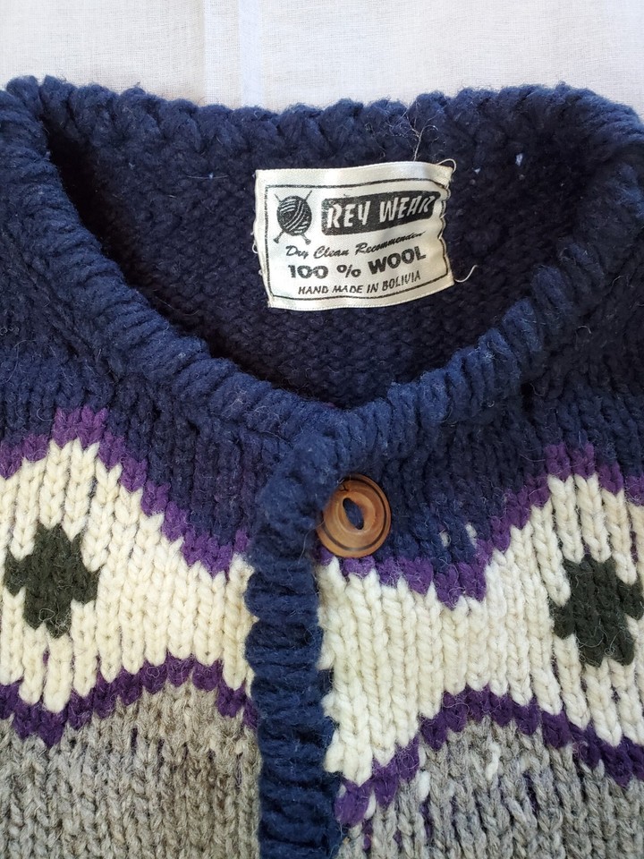 Vintage Rey Rev Wear Wool Button Down Sweater Reindeer Bolivia Womens ...
