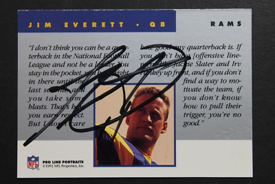 Jim Everett RAMS Signed 1991 Pro Line Portraits Authentic Autographed ...