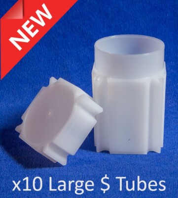 10 Square Coin Safe Tubes US Large Dollar Morgan Peace Eisenhower Size ...