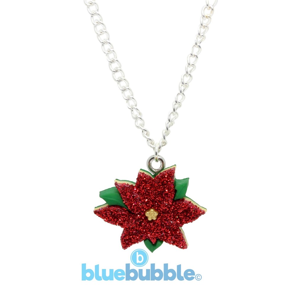 Bluebubble MERRY CHRISTMAS Poinsettia Necklace Kitsch Novelty Funky ...