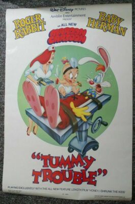 Roger Rabbit Tummy Trouble 1989 GGA Jessica Fleischer Disney One Sheet ...