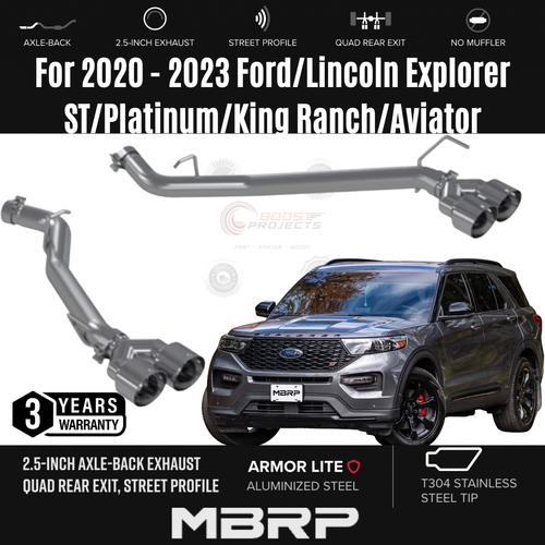 MBRP 2.5'' Axle-Back Quad Exit Exhaust w/ SS Tip For 2020 - 2023 Ford ...