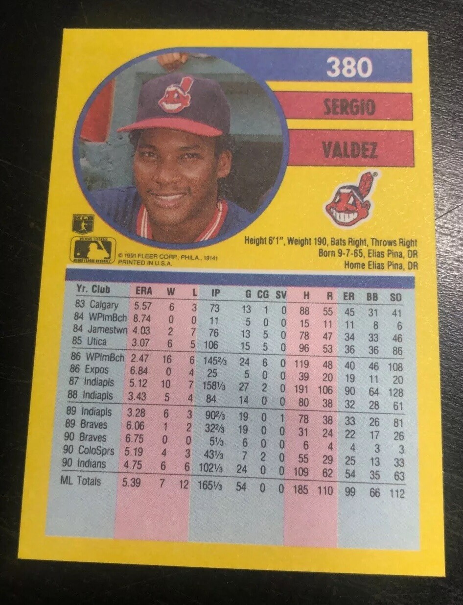 1991 Fleer - #380 Sergio Valdez for sale online | eBay