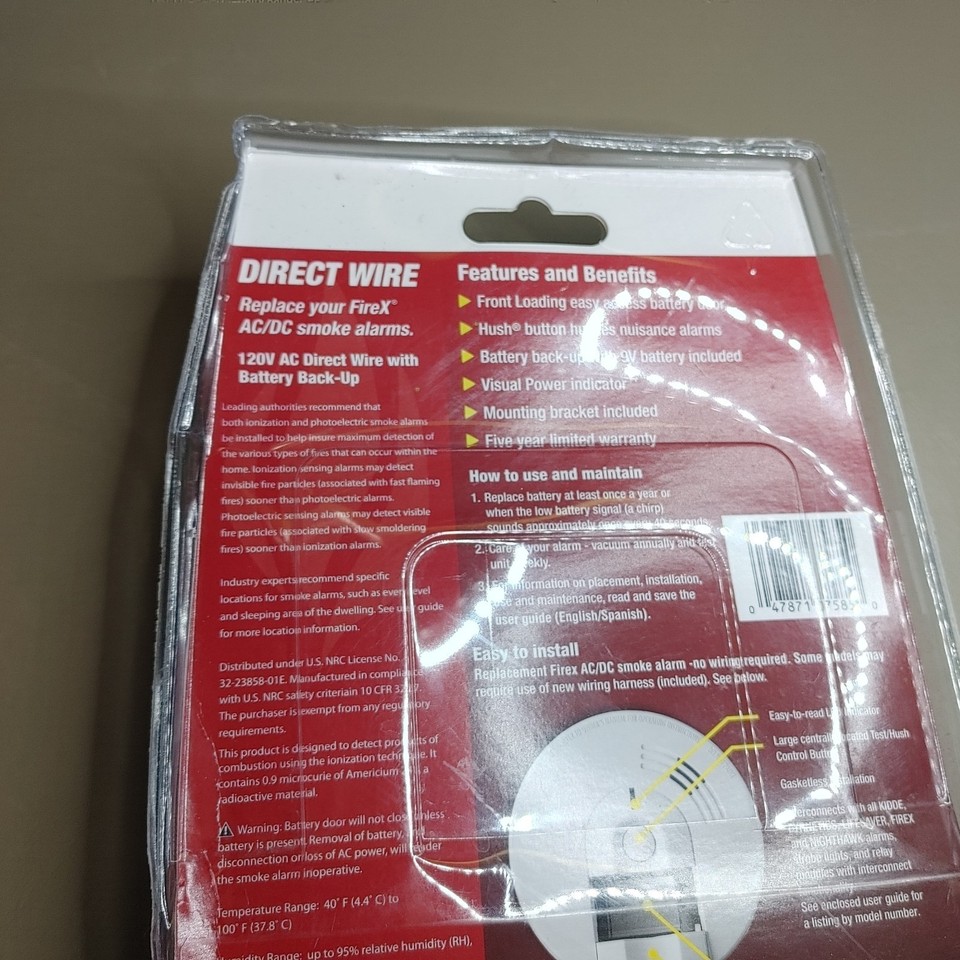 Kidde i4618 Firex Hardwired Smoke Alarm NEW (Package Ware) | eBay