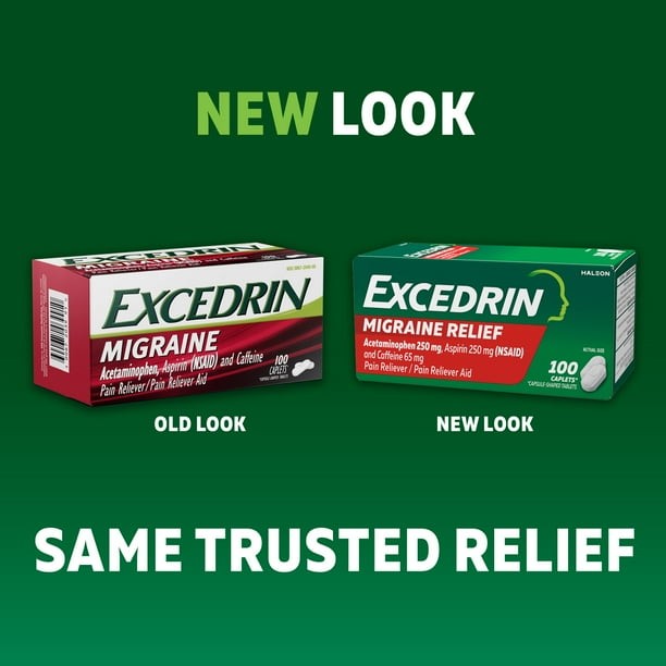 Excedrin Migraine Relief Caplets 250mg Acetaminophen, Aspirin, Caffeine ...