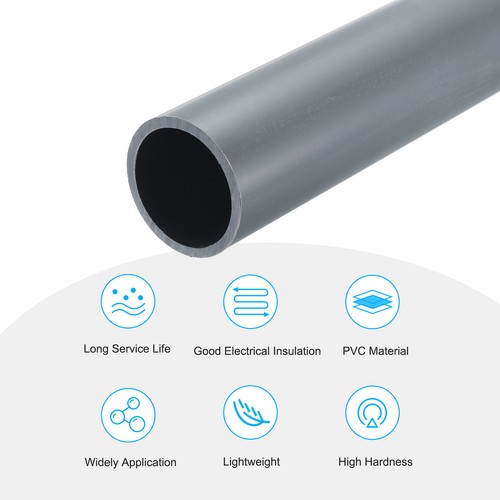 PVC Rigid Round Pipe 42.6mm ID 50mm OD 8" Length Light Grey, High ...