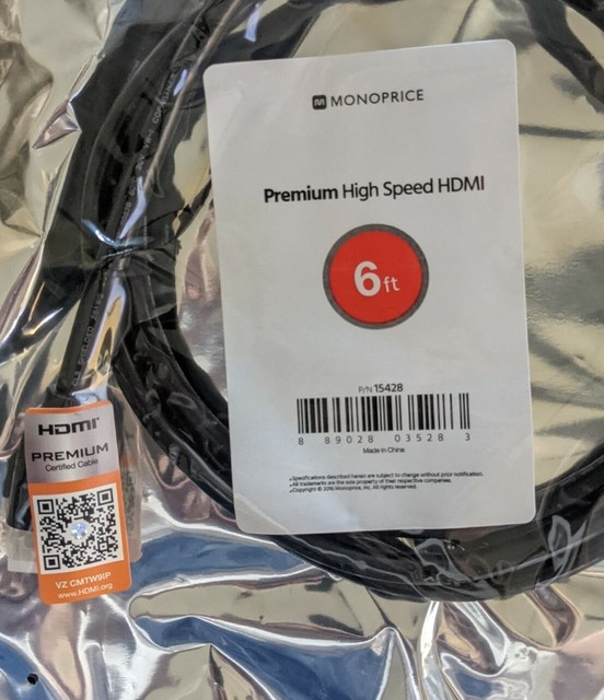 Monoprice Certified Premium High Speed HDMI Cable HDR 6ft Black for ...