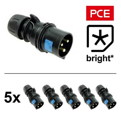 5 x 16 Amp PCE Midnight IP44 Black Ceeform Male Plug Connector 16A ...