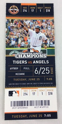 MLB 2013 06/25 Anaheim Angels at Detroit Tigers Ticket-Miguel Cabrera ...