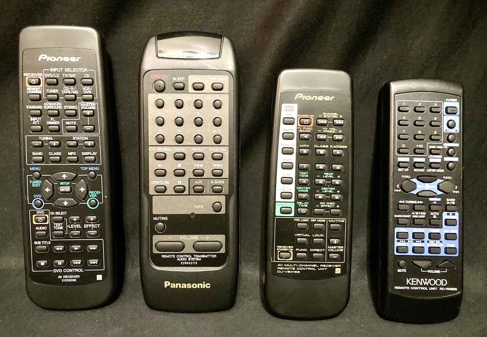 Lot Of 4 Vintage Remote Controls For Stereo ReceiversPIONEER,PANASONIC ...