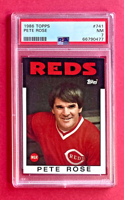 1986 Topps Pete Rose #741 Baseball Card Manager Cincinnati Reds PSA 7 ...