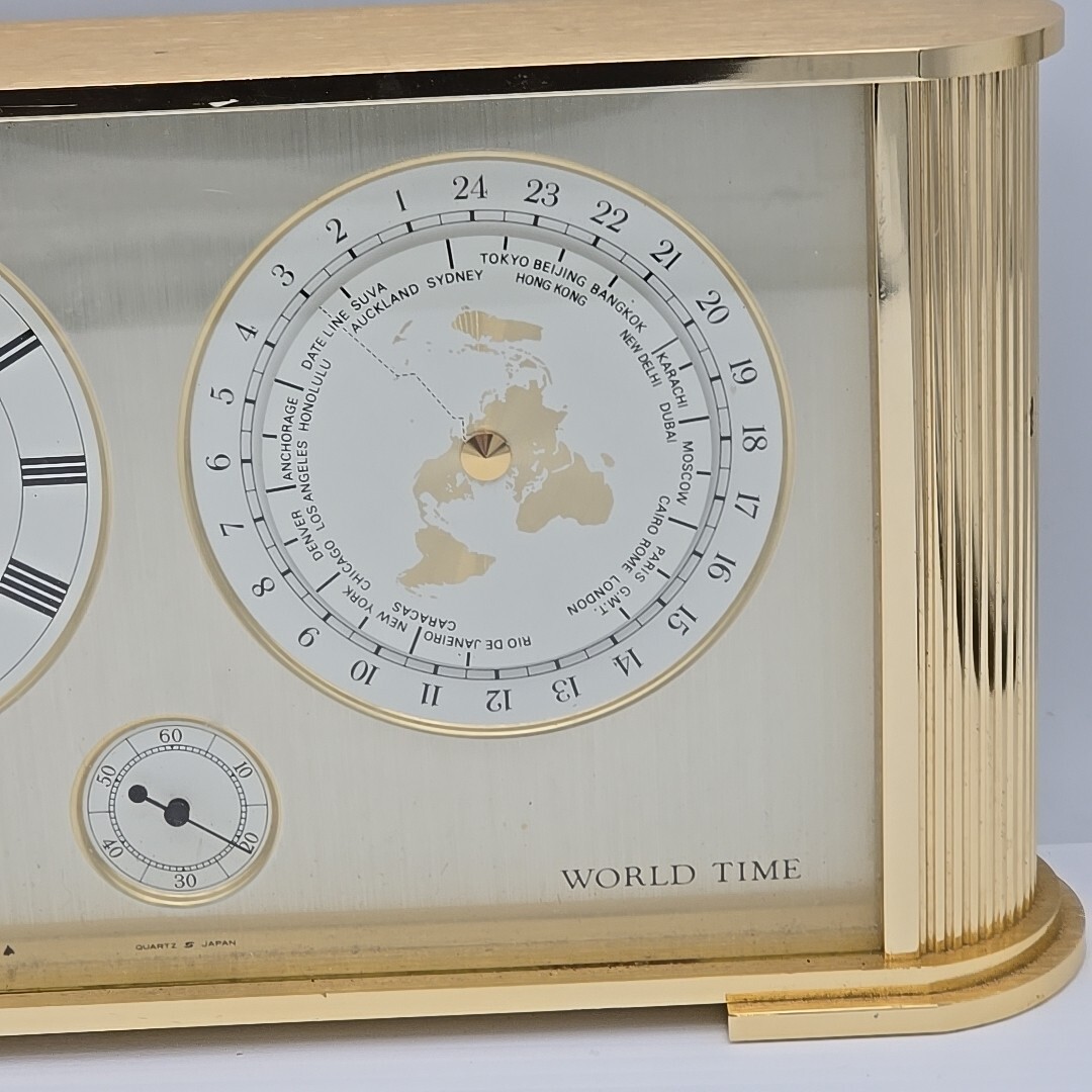 VINTAGE SEIKO JAPAN QUARTZ WORLD TIME BRASS DESK CLOCK QQZ276G RARE | eBay