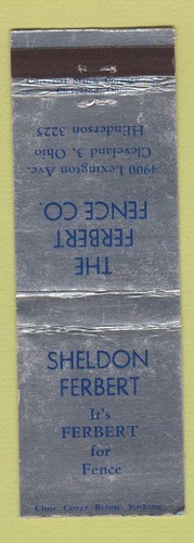 Matchbook Cover - Sheldon Ferbert Fence Company Cleveland OH | eBay