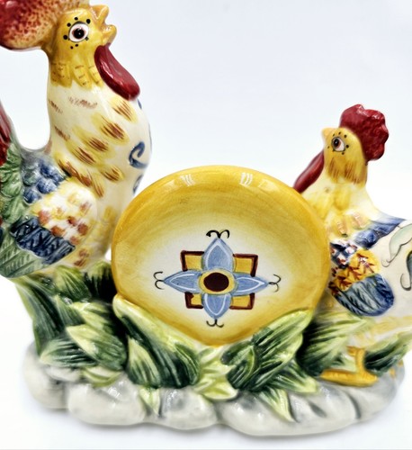 Fitz and Floyd Clock Ricamo Collection Rooster Chicken Quartz Stamped 4 ...