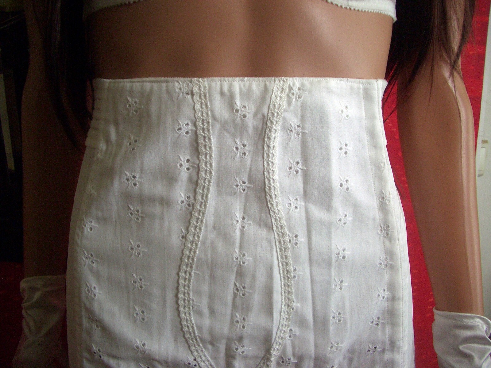 Hoher VINTAGE Zours Hüfthalter Spitze Häk Gr. 92 Straps Mieder Girdle ...