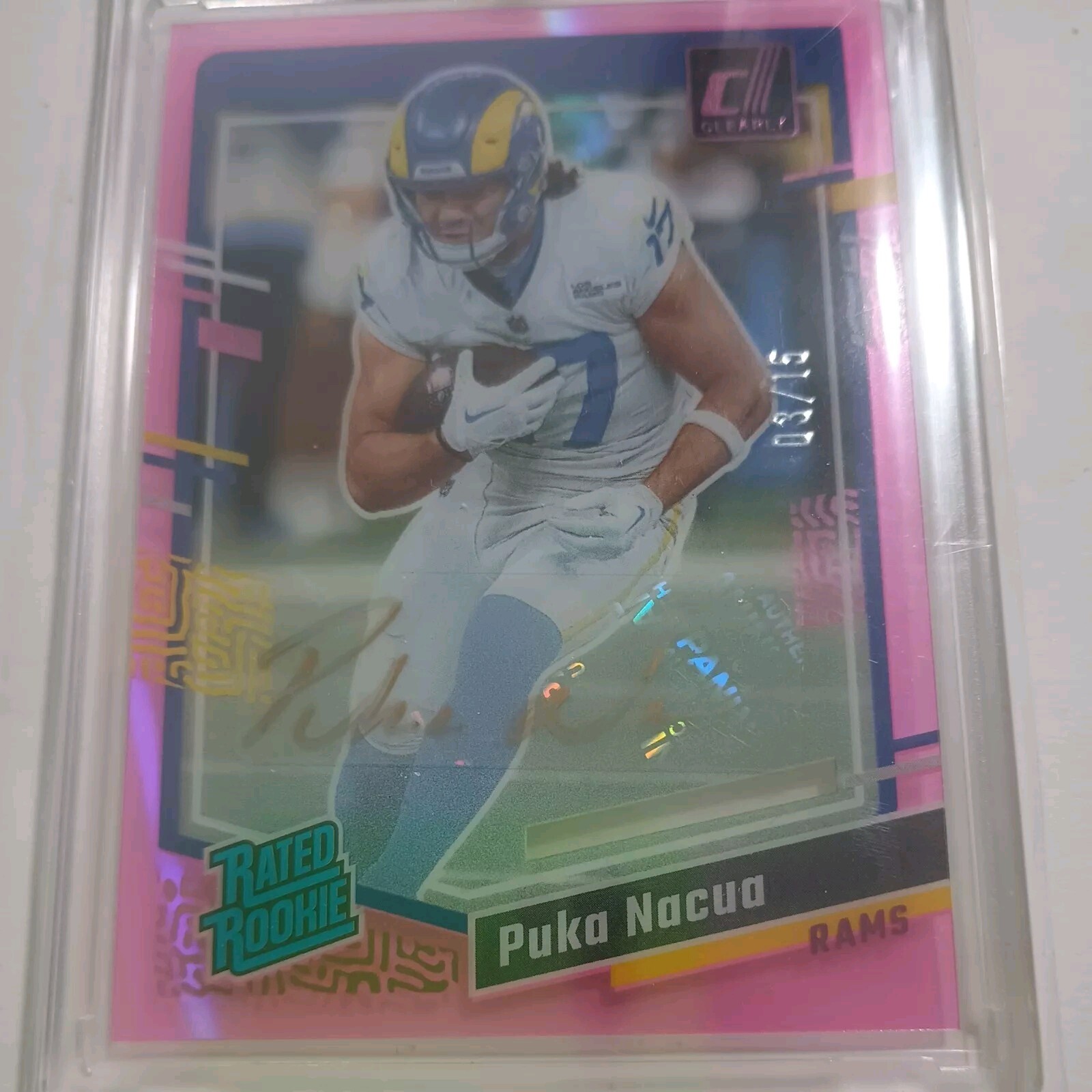 2023 PANINI CLEARLY DONRUSS RATED ROOKIE #96 PUKA NACUA PINK AUTO /15 ...