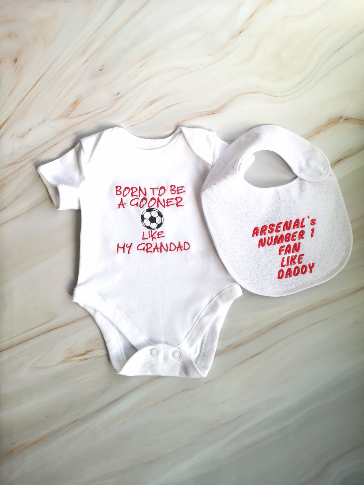 Born To Be A Gooner Arsenal Baby Bodysuit, Football Baby Fan Gift ...