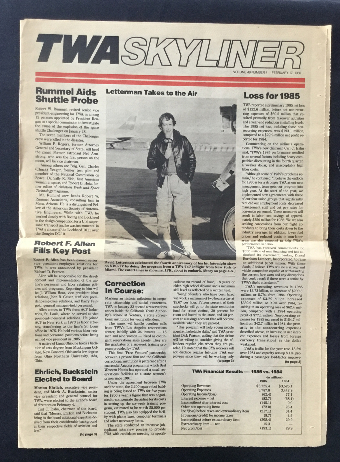 Vintage TWA Airlines Skyliner Newspaper Magazine Lot of 16 w/ Special ...