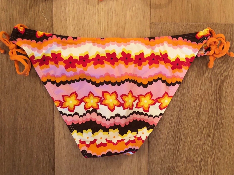 CITRUS 2 Piece Swimsuit White Orange & Pink Floral Design Bikini Sz L 8 ...