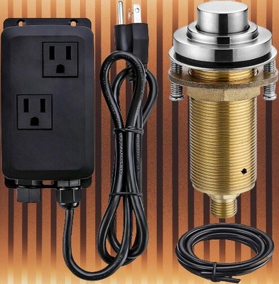 SINKINGDOM SinkTop Air Switch Kit with Brass Gold Long Button Full ...