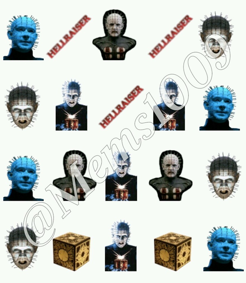 Hellraiser Nail art (water decals) Pin head nail decals Horror Film ...