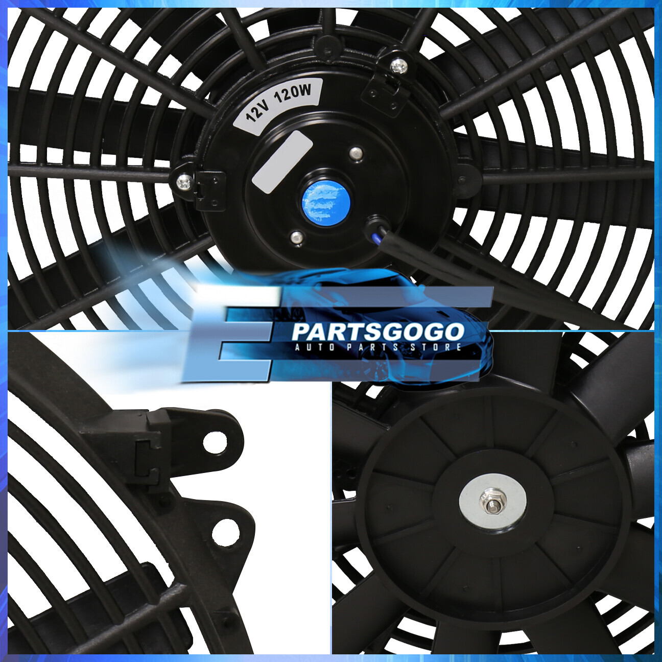 x1 16" Inch 12V Electric Slim Push Pull Radiator Cooling Fan Black ...