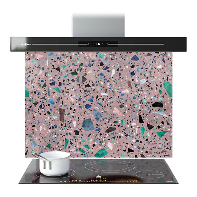 Kitchen Glass Splashback Toughened Tile Cooker ANY SIZE Terrazzo Mosaic ...