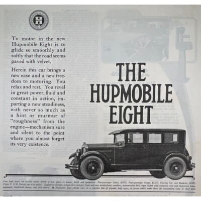 The HUPMOBILE EIGHT Automobile - Original 1925 Full-Page Print Ad | eBay