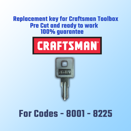 8001-8225, 1 Replacement after market key for Craftsman Tool box locks ...