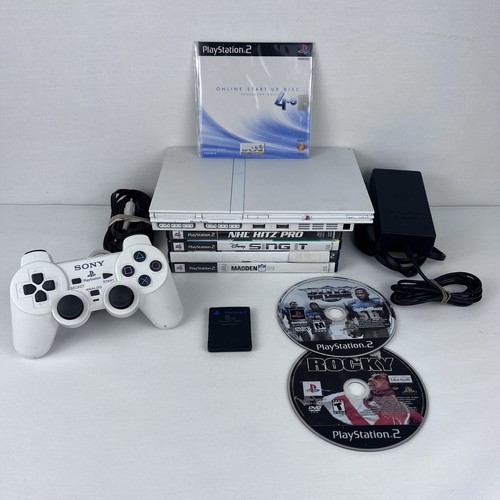 Sony Playstation 2 PS2 Slim White Retro Video Game Console Lot System ...