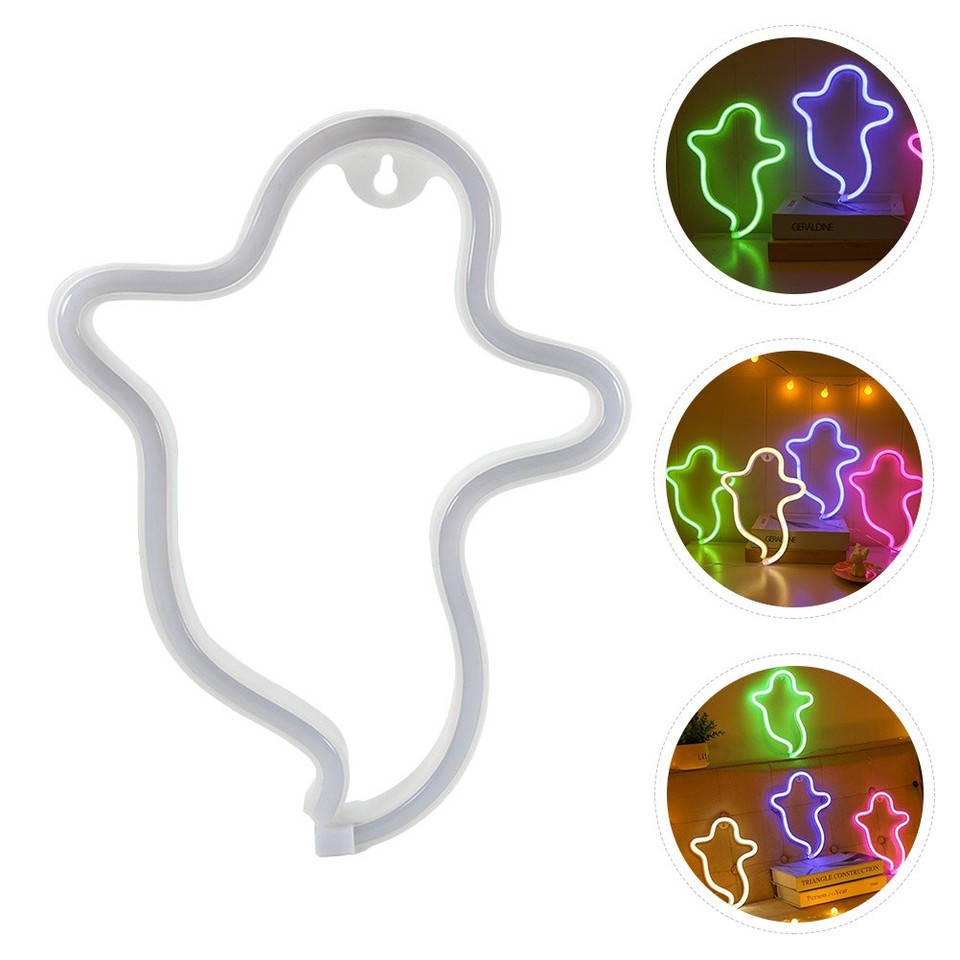 Halloween Night Light Desktop LED Ghost Shaped Neon Light without ...