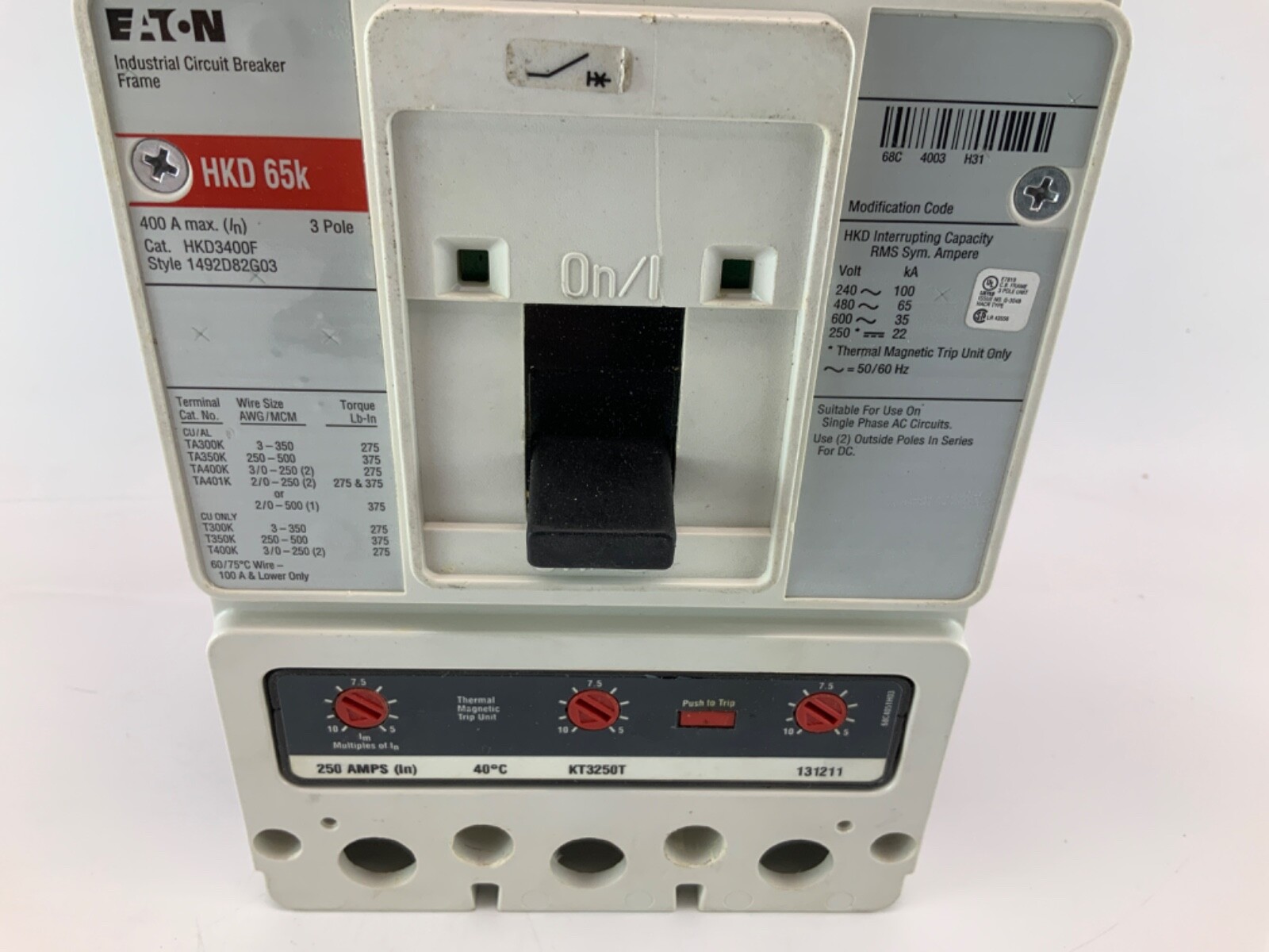 Eaton+HKD3400F+400A+3+Pole+Cutler+Hammer+Circuit+Breaker | Compra ...
