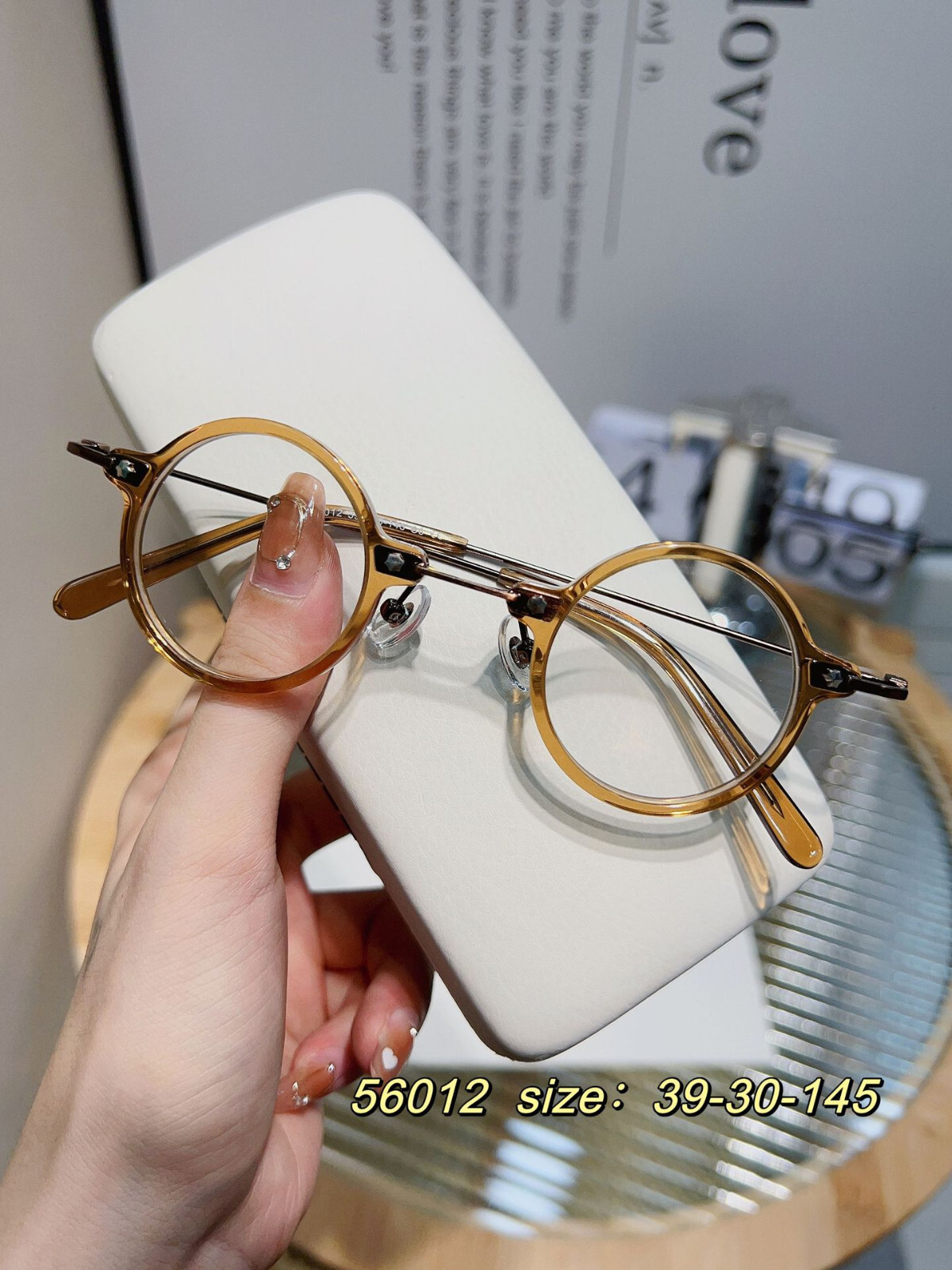 Small Round Literature Retro Acetate Eyeglass frames 39mm Glasses ...