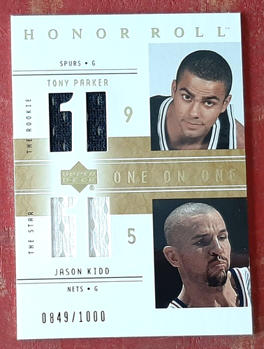 TONY PARKER /JASON KIDD /1000 DUAL RELIC 2002-03 UD HONOR ROLL / ONE ON ...