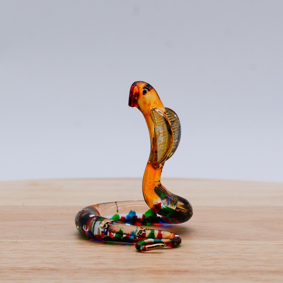 Tiny Snake Figurine Hand Blown Art Glass Ornament Animals Collectible ...
