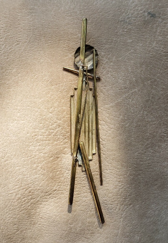 HUGE Vtg Artisan Stick Figure Gestural Voodoo Brass M… - Gem