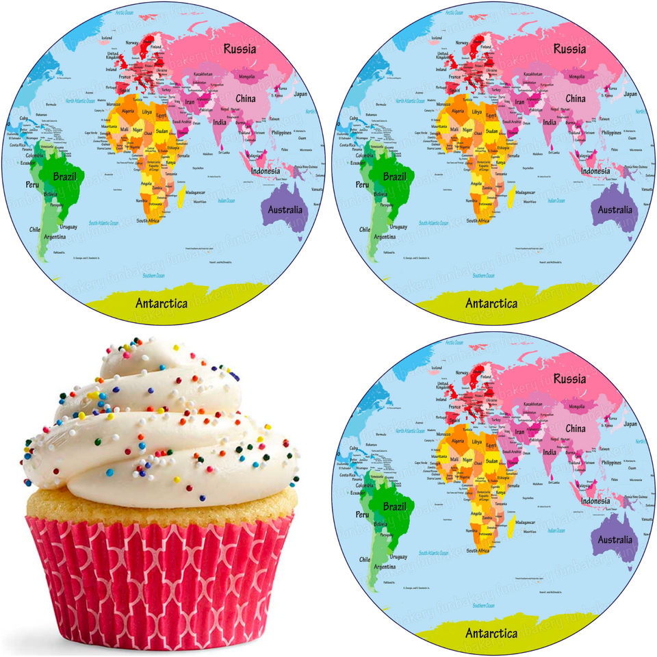 Map World Globe Cake Topper Party Decoration Edible Birthday ...