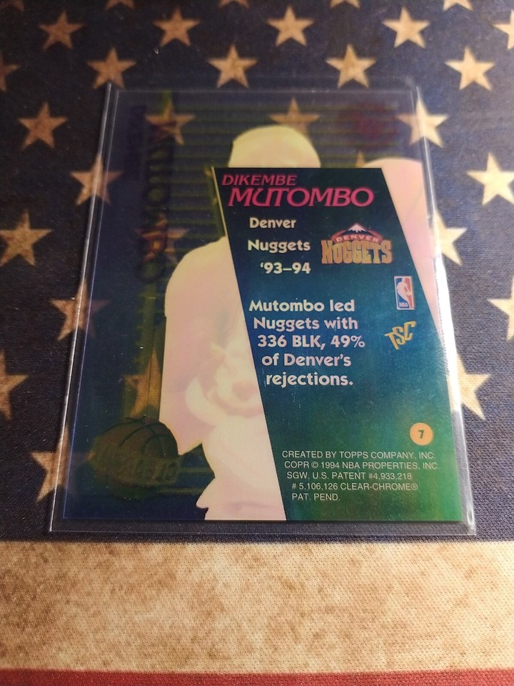 Dikembe Mutombo 1994-95 Topps Stadium Club Clear Cut #7 Insert Denver ...
