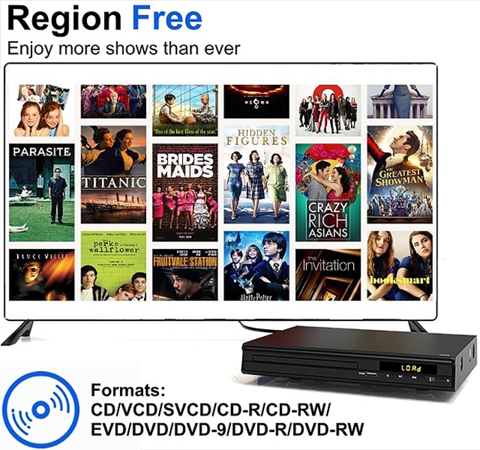 HDMI DVD CD PLAYER FULL HD 1080 ALL REGION FREE MIC USB INPUT KARAOKE ...