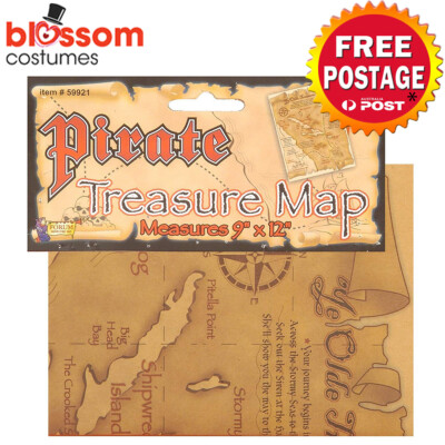 AC597 Pirate Treasure Map Jack Sparrow Ancient Brown Paper Costume ...