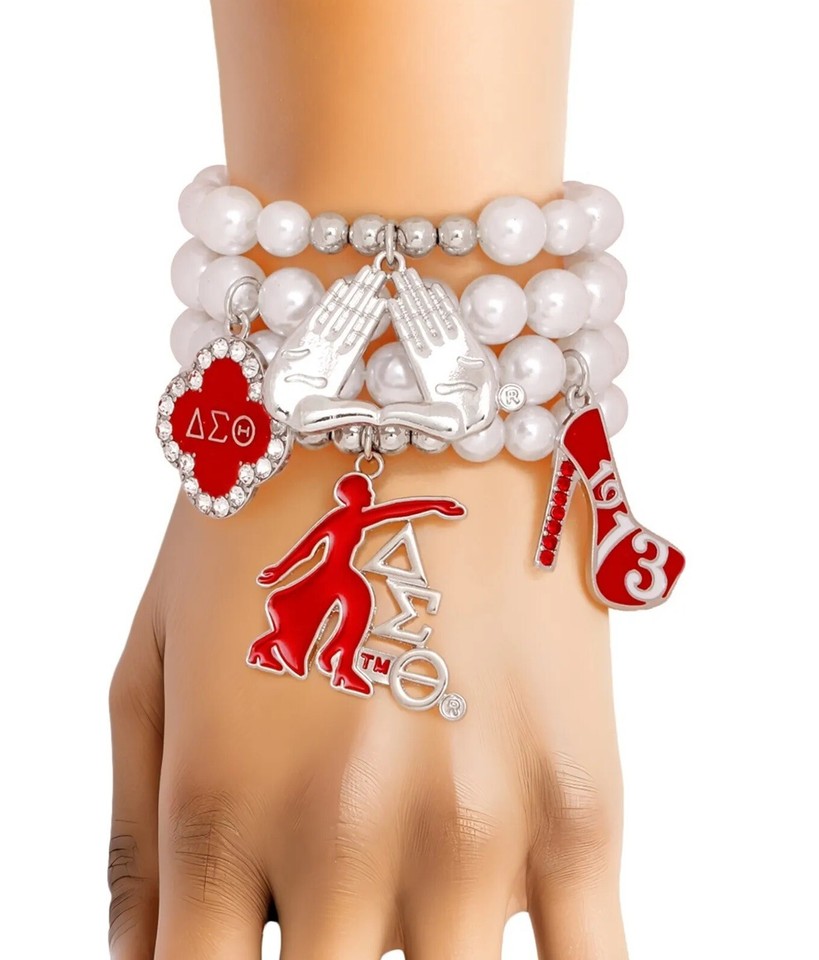 Delta Sigma Theta, Hand Sign, 1913 Heel Charms White Pearl Bead ...